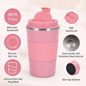 LATTPLYN 2 Pack Stainless Steel Coffee Mug, 12 oz Travel Mug Insulated Leak Proof Coffee Travel Thermos Double Walled Tumbler Cups for Birthday Men Women Father Mother