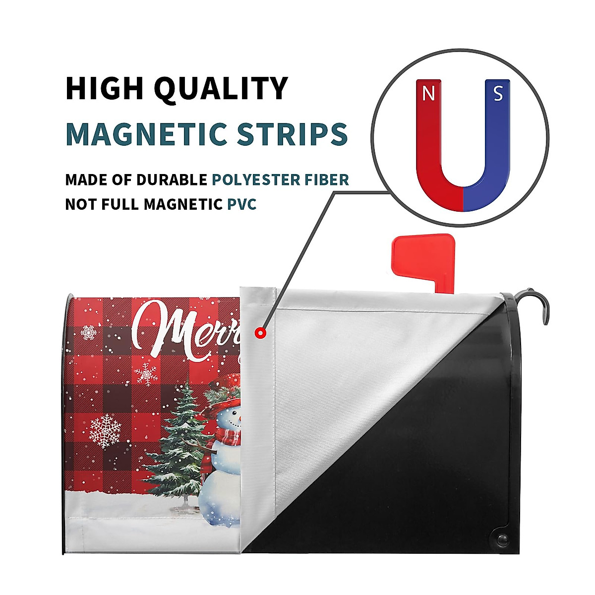 Merry Christmas Mailbox Covers Magnetic Winter Xmas Red Buffalo Plaid Snowman Mailbox Cover Standard Size 18 X 21 Holiday Mailbox Wrap Post Letter Box Cover Decorative for Home Outdoor Garden