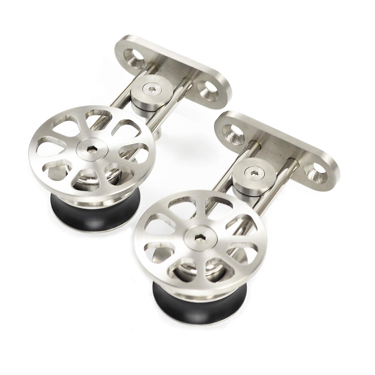 DIYHD 6ft Top Mount Barn Spoke Wheel Brushed Stainless Steel Rolling Track,Interior Indoor Sliding Hardware, 6 Feet Single Door Kit