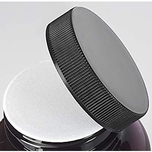 5 oz Amber Glass Packer Bottle with Black Ribbed Lid (6 pack)