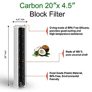 2 High Capacity Coconut Shell Carbon Block & 2 Big Polypropylene Sediment 5 Micron 4.5" x 20" Water Filter Cartridges for Universal Whole House System COMPATIBLE WITH: FC25BX4, 155358-43, DGD-5005-20