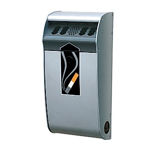Glasdon Compact Ashmount Wall Mounted Ashtray (Silver Anodized Aluminum) – 0.4-Gallon Capacity Outdoor Wall Ashtray – Small Commercial Wall Mounted Cigarette Receptacle