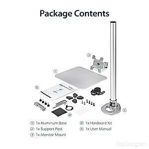 StarTech.com Single Monitor Stand - Adjustable - Supports Monitors 12'' to 34" (30.9lb/14kg) - Premium - Single Screen VESA Monitor Mount Stand - Silver , TAA (ARMPIVSTND)