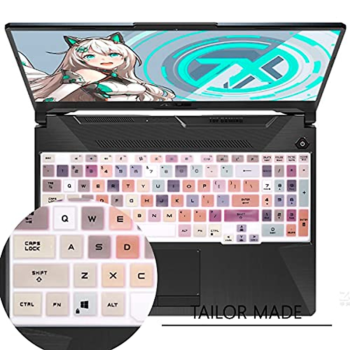 WYGCH Silicone Keyboard Cover Skin for ASUS Tianxuan 15.6 inch/Tianxuan Plus 17.3 inch for ASUS Flying Fortress 8 FA506 Gaming Laptop USA Version(Flame Colorful)