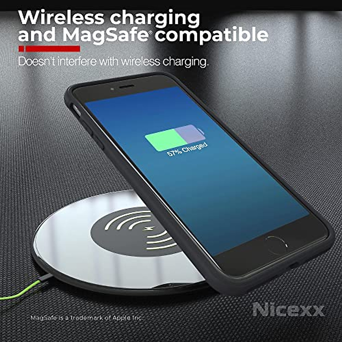 Nicexx Designed for iPhone 6 Plus Case/Designed for iPhone 6S Plus Case with Carbon Fiber Pattern, 12ft. Drop Tested, Wireless Charging Compatible - Black