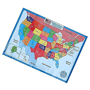 Operitacx Cartoon Preschool Posters 4 Sheets United States map poster US map playroom decor supply usa map for accessory Cartoon Accessories hanging pictures decorate synthetic paper