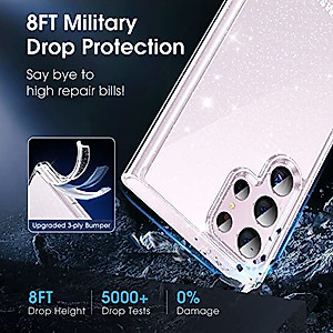 CASEKOO Clear Glitter Samsung Galaxy S23 Ultra Case - Military Grade, Anti-slip, Scratch Resistant, Wireless Charging Compatible, 6.8 inches