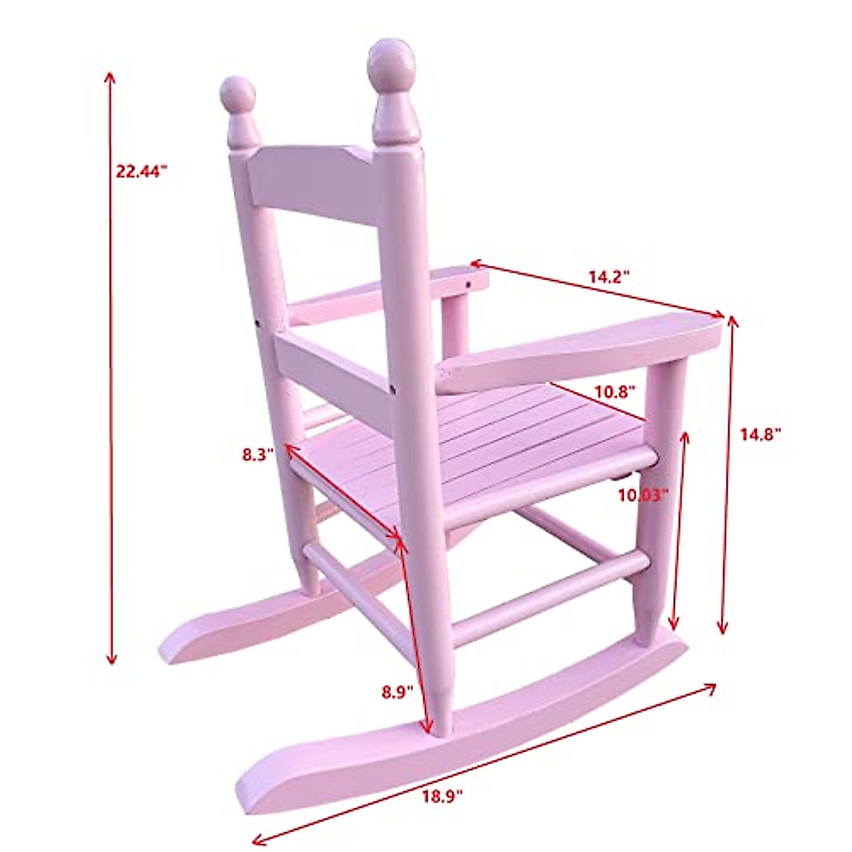 Child's Rocking Chair Solid Wood Kids Rocking Chair,Wooden Rocker Chair for Children Aged 3-7,Oak Rocking Chair for Front Porch/Outdoor/Indoor,Plywood Rocking Chair (Pink)