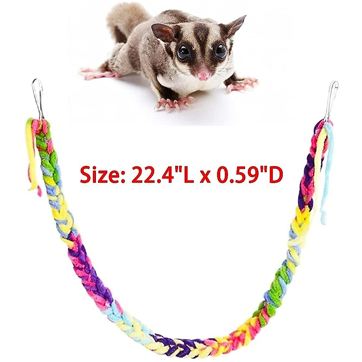 8 Pack Sugar Glider Toy Colored Climbing Cotton Rope Hanging Swing for Sugar Glider Squirrel Hamster Bird Parrot Hanging Toy Cage Accessories Rat Toys Bird Rope Perch Swing Toy (8 Pack)