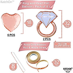 KatchOn, Rose Gold Bride To Be Balloons - 32 Inch Diamond Ring Balloon, Rose Gold Bride Balloons and Heart Balloons | Bachelorette Party Decorations | Bridal Shower Decorations | Bachelorette Balloons