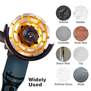 PRETEC 4 1/2 inch Concrete Grinding Wheel, 2 Packs 14-Segment Turbo Row & 18-Segment Double Row Grinder Wheel Grinder Disc for Polishing and Cleaning Concrete Surface, Cement, Marble, Granite