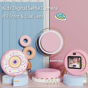 QSYY Children's Digital Camera, Front and Rear Dual Cameras, 40 Million Pixels, MP3 Playback Function, 2.4-Inch Display, with 32G Memory Card, Gifts for Boys and Girls