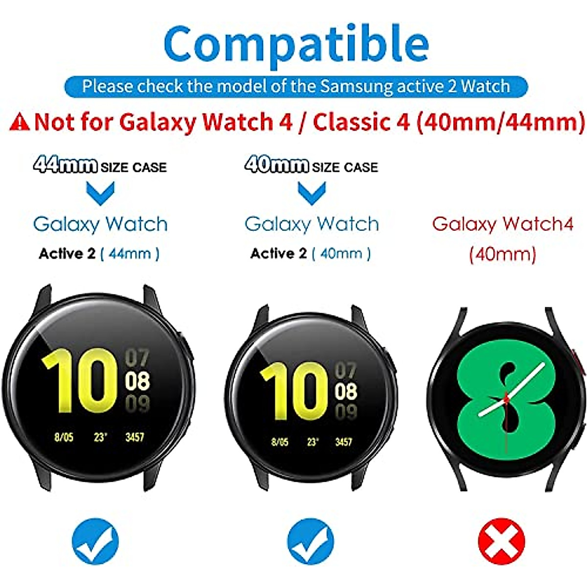 EZCO 4-Pack Screen Protector Compatible with Samsung Galaxy Watch Active 2 40mm (Not for Galaxy Watch 4), Full Coverage Plated Soft TPU Case Screen Protective Cover Bumper for Active 2 Watch