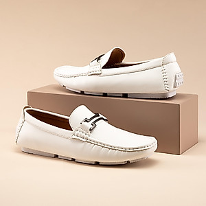 Bruno Marc Men's Driving Penny Loafers Casual Slip-on Moccasins Shoes,Size 8.5,White,HUGH-01