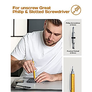 Stocking Stuffers Gift for Men-Multi Tool Pen Construction Tools,Cool Gadgets for Dad Husband Grandpa ,Fathers Gifts Ideas for Engineer Woodworkers Carpenter Stylus,Ruler,Level,Screwdriver,Flashlight