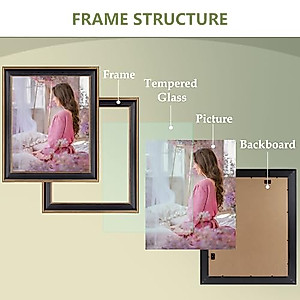 Space Art Deco, 16x20 Ornate Picture Frame Without Mat for 16x20 Photo,Shatter-Resistant Glass Sawtooth Hangers Wall Mount Display(Color Black/Ornate Gold)