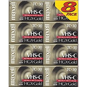 Maxell TC-30 VHS-C Camcorder HGX-Gold Premium High Grade 8-Pack