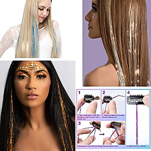 GrennMauler Hair Tinsel Kit (48 Inch, 20 Colors, 4800 strands), Tinsel Hair Extensions with Tools， Heat Resistant Fairy Hair Tinsel Kit for Women Hair Accessories