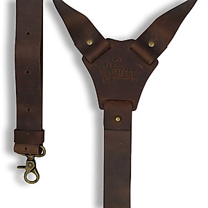 Suspenders Dark Brown Leather Wide 1.36 inch | Wiseguy Original