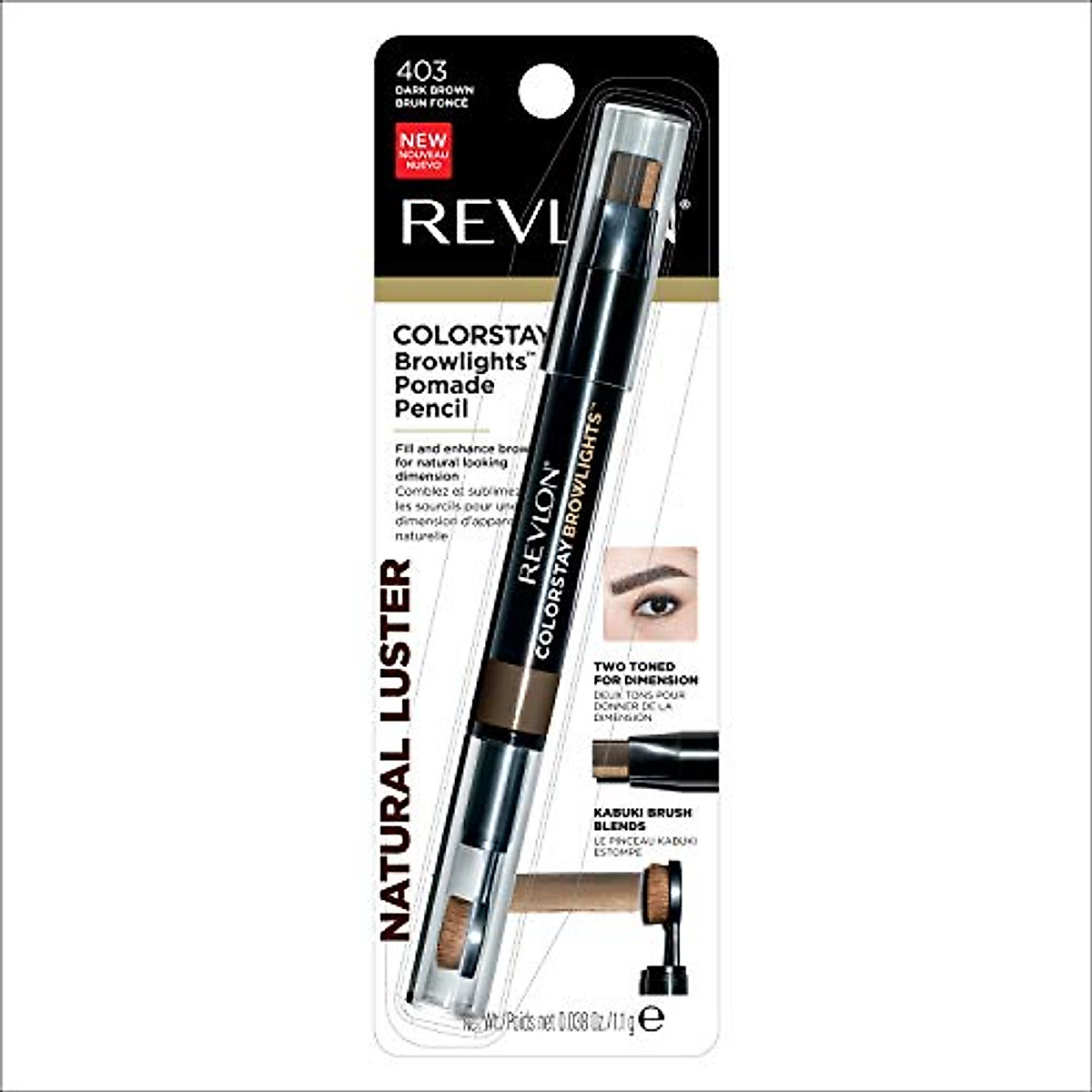 Revlon Colorstay Browlights Pencil, Eyebrow Pencil & Brow Highlighter, 0.55 Lb, Dark Brown