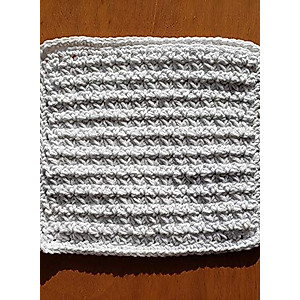 Handmade crochet washcloth, dishcloth * thick and dense *100% cotton set of 2, size 7.5 inches (White)