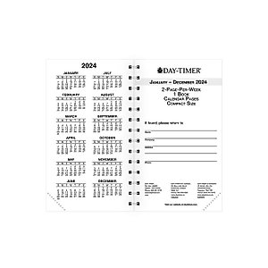 Day-Timer 2024 Two Page Per Week Planner Refill, Wirebound, Compact Size, 3" x 5"