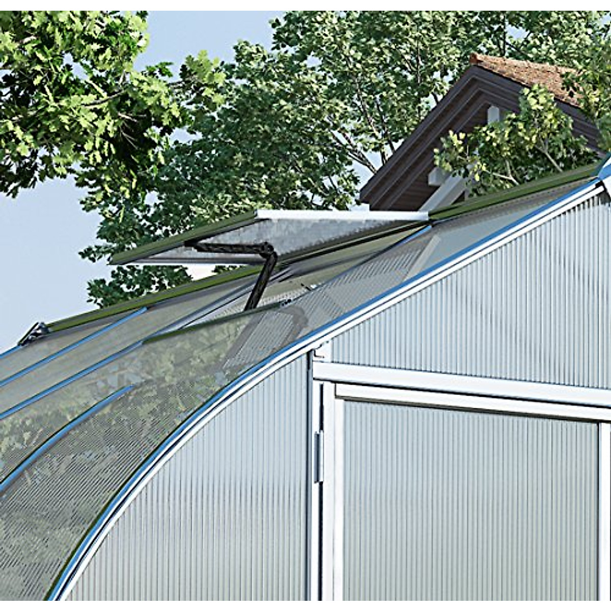 Palram - Canopia Bella Hobby Greenhouse, 8' x 8', Silver with Twin Wall Glazing