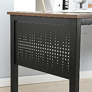 Kindmin Study Computer Desk 55/63 inch Home Office Writing Small Desk, Modern Simple Style PC Table with Freely Adjustable Hook-Type Metal Perforated Side Panels (55in-Black)