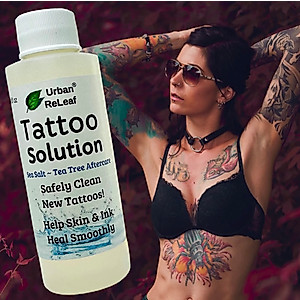 Urban ReLeaf Tattoo Solution ! Natural Sea Salt Aftercare. Safely Clean New Tattoos. Help Skin & Ink Heal Smoothly. Made Fresh in USA. 100% Natural. Reduce ink loss.