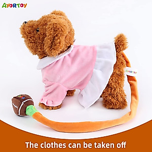AYORTOY Interactive Plush Toy Teddy Dog, Electronic Stuffed Animal Toy Companion, Walking, Singing, Repeating What You Say, Waist Wagging, Ear Moving, Gift for Girls Kids Toddler, 11.4", Pink