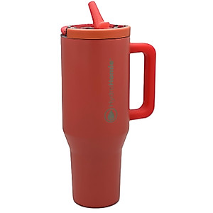 HYDRO HOMIE The Nomad 40oz Tumbler – Flip Straw Lid with Handle and Rubber Base, Travel Car Cup Holder Friendly and 100% Leak Resistant - Courageous Coral