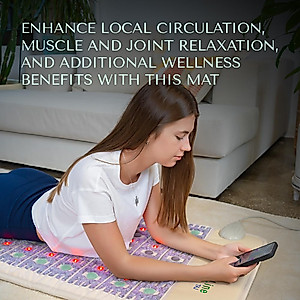 Healthyline Advanced Infrared Heating Pad - Amethyst, Tourmaline and Jade Gemstones - Heated Mat with LED Red Lights, Negative Ions - 72 x 24 inches