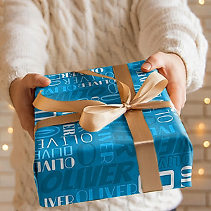 YESCUSTOM Personalized Name Wrapping Paper, 58"x23" Custom Christmas Wrapping Paper Rolls with Name, Christmas Gift Wrap for Him Her Boys Girls Mom Dad