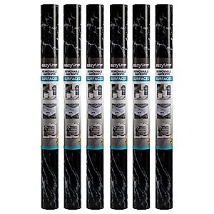 EasyLiner Adhesive Shelf Liner for Cabinets & Cupboards, Easy to Install & Cut to Fit, Self-Adhesive Shelf Paper, Peel and Stick, Easy to Clean & Removable, 90 Total Feet, Black Marble,20 in. x 15 ft.
