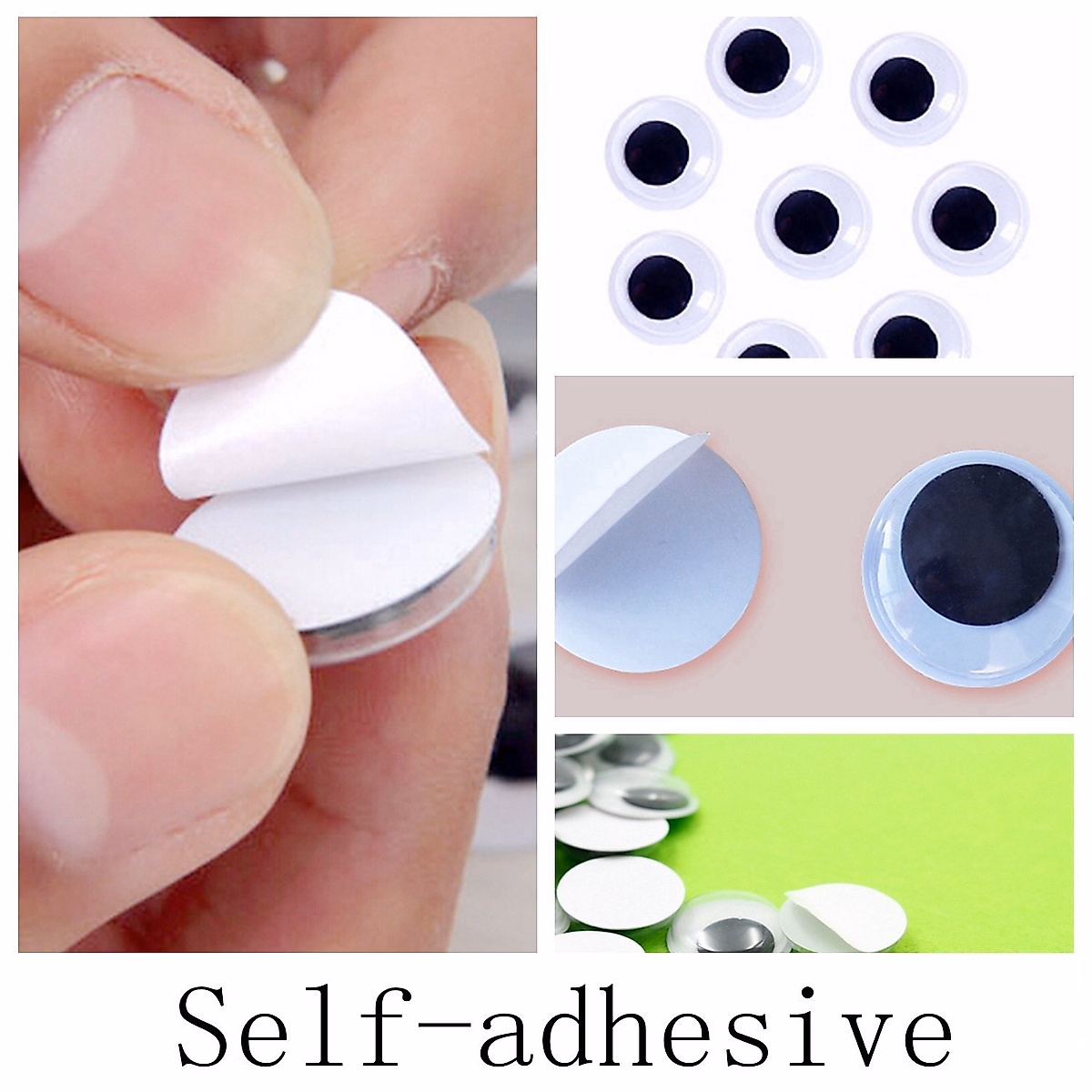 1000Pcs Googly Wiggle Eyes Self Adhesive for Craft Sticker Multiple Size 4-24mm for DIY Animal Creative Crafts Decorations