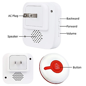 Retekess TH003 Wireless Caregiver Pager System,Nurse Alert System, Emergency Call Bell ,492ft,1 Plug-in Receiver,1 SOS Help Pendant Call Button for Home,Elderly,Patient,Disabled