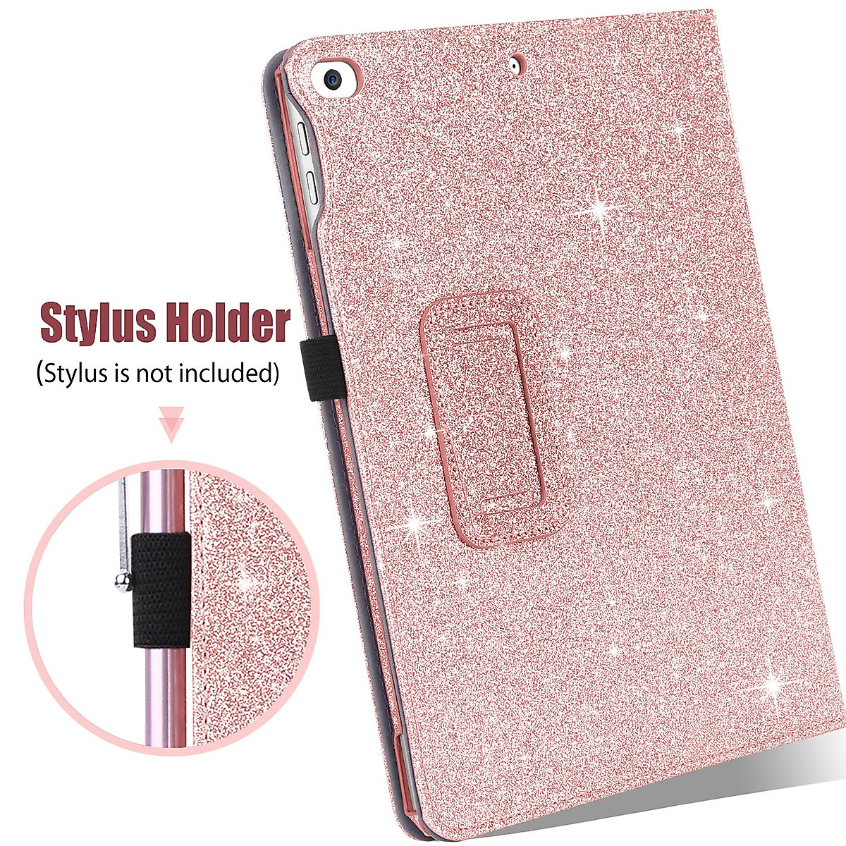 BENTOBEN for iPad Air 2 Case, iPad 6th Generation Case, iPad 5th Gen Case,Folio Folding Stand Auto Wake/Sleep with Pencil Holder Glitter PU Cover for iPad Air 2/Air 1, iPad 9.7 2018/2017,Rose Gold