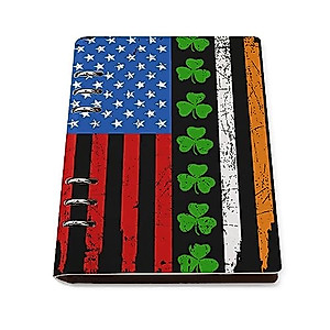 Irish American Flag Notebook Cover 6-Ring Binder Portable Planner Book Loose-Leaf Cover for Home Office