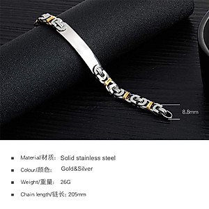 Personalized Custom Stainless Steel Medical Alert Disease Awareness Gold Plated Byzantine Bracelet Women Men Identification ID Bangle Emergency Life Save for Mom,Dad,Son,Daughter,Free Engrave