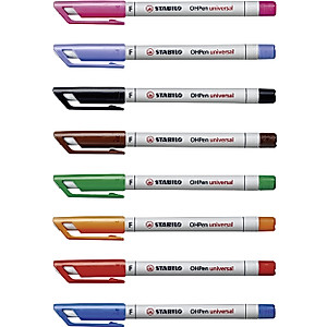 OHP Pen - STABILO OHP Pen Soluble - Fine - Wallet of 8 - Assorted colors