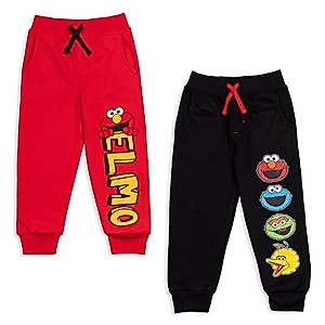 Sesame Street Elmo & Friends Baby Boys Fleece 2 Pack Jogger Pants 18 Months Black/Red
