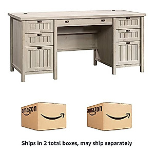 Sauder Costa Executive Desk, L: 65.12" x W: 29.53" x H: 30.0", Chalked Chestnut finish