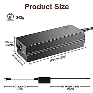 Jackery Charger, 24V 90W Power Supply Cord for Jackery Portable Explorer 550/500/300/240/160 E160 E240 E300 E500 E550 Power Station, Solar Generator 167Wh 240Wh 293Wh 518Wh Lithium Battery Adapter