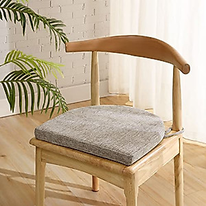 Sweet Home Collection Chair Cushions 100% High Density Memory Foam Pads U Shaped 17" x 16"Non-Slip Skid Rubber Back Seat Cover, 4 Count (Pack of 1), Taupe