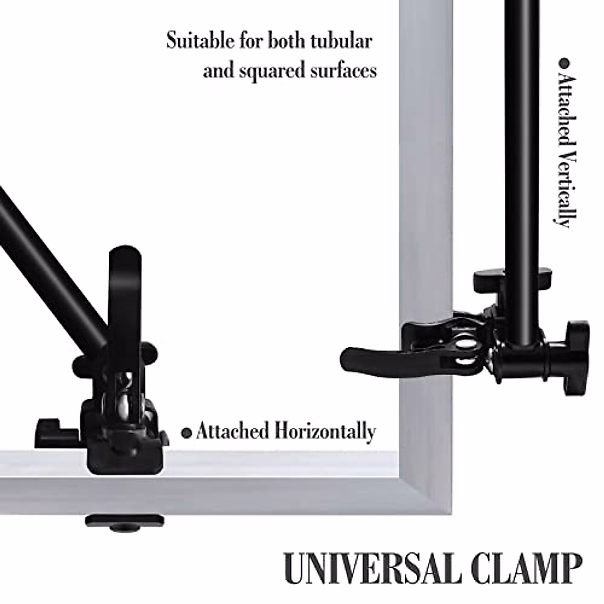 HOBVO UPF 50+ Golf Umbrella with Adjustable Universal Clamp Portable Umbrellas for Rain, Manual Open & Close, for Beach Chair, Golf Cart, Stroller, Bleacher, Patio (Black, 49.2")