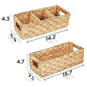 CHI AN HOME Wicker Hyacinth Storage Cubes + Bathroom Baskets