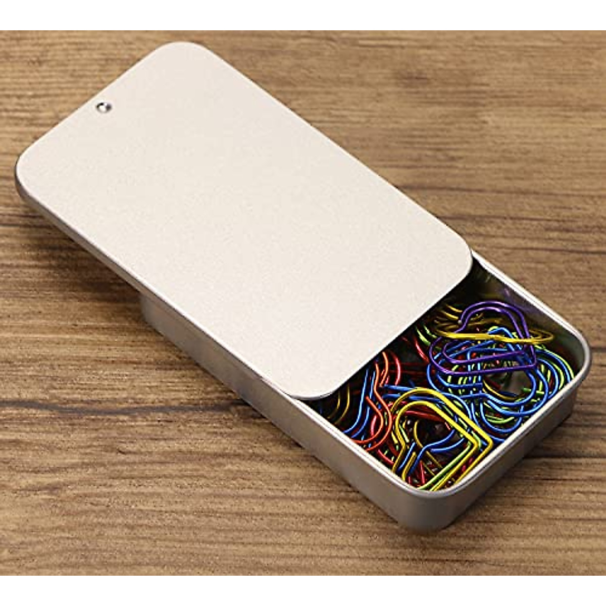 Mini Skater 4Pcs 3.15"x1.97"x0.59"Mini Metal Slide Top Tin Container, Sliding Cover Push-Pull Tin Box,Portable Slide Cover Storage Box for Wedding Jewelry Lip Balm Container Cosmetic Organizer(Silver)