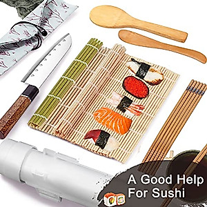 TIMDAM Sushi Making Kit for Beginners, All in One Sushi Maker Set with Sushi Mats Bamboo Roller, Sushi Bazooka, Chopsticks, Paddle, Spreader, Sushi Knife, Chopsticks Holder, Sushi Kit for Home