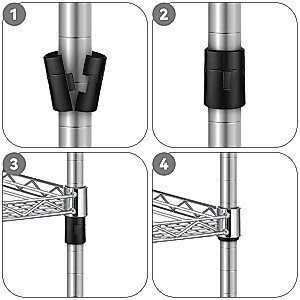 50 Pack Plastic Wire Shelving Shelf Lock Clips Black Post Shelving Split Sleeves for 1" Diameter Shelving Sleeves Replacements