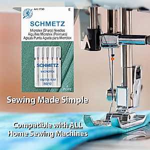 SCHMETZ Microtex Sharp Sewing Machine Needles - Quilting & Topstitching Supplies, Size 80/12, 5-Needle Card, Pack of 5